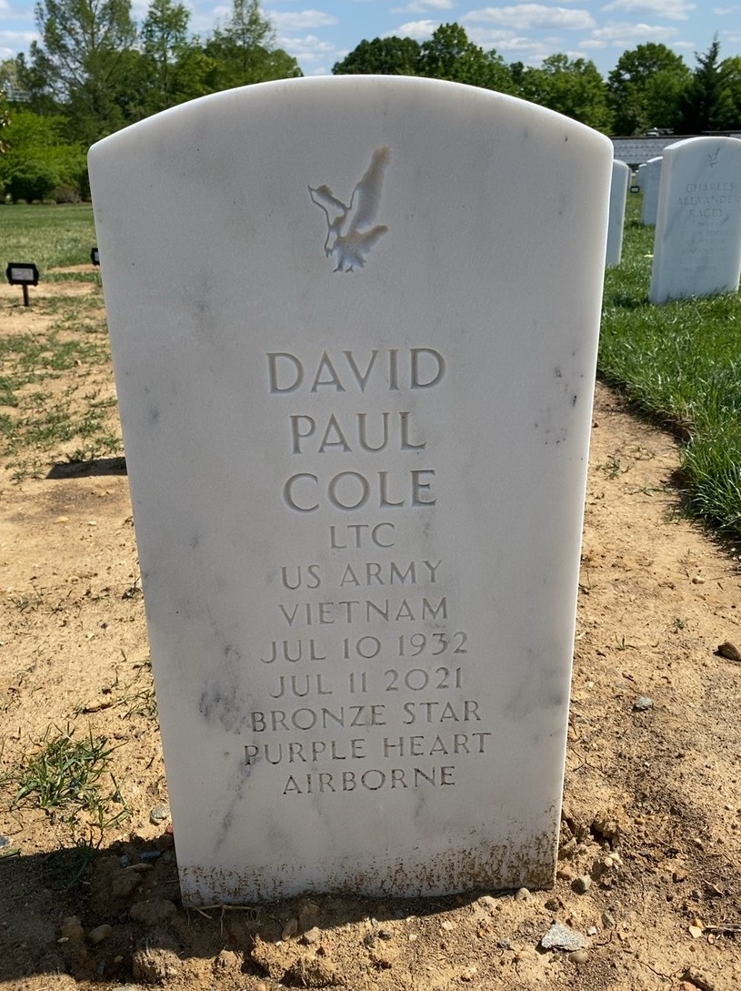 LIEUTENANT COLONEL DAVID PAUL COLE; U.S. ARMY – Honor Norwalk CT veterans
