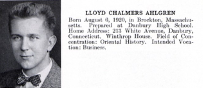 LIEUTENANT LLOYD CHALMERS AHLGREN; U.S. NAVY – Honor Norwalk CT veterans